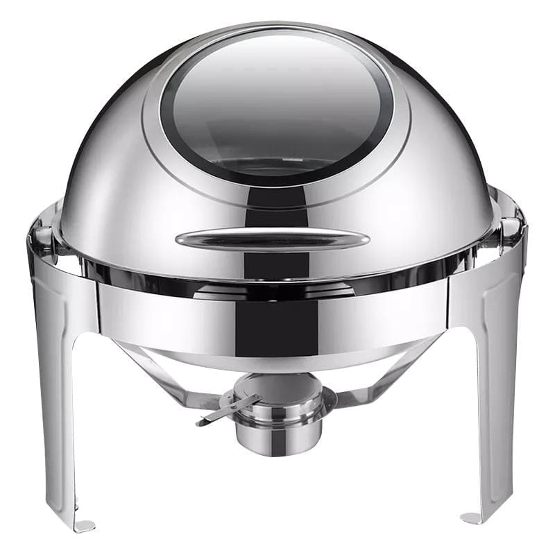 Commercial Kitchen Appliances 6.0L Roll Top Round Silver Chafing Dish ...